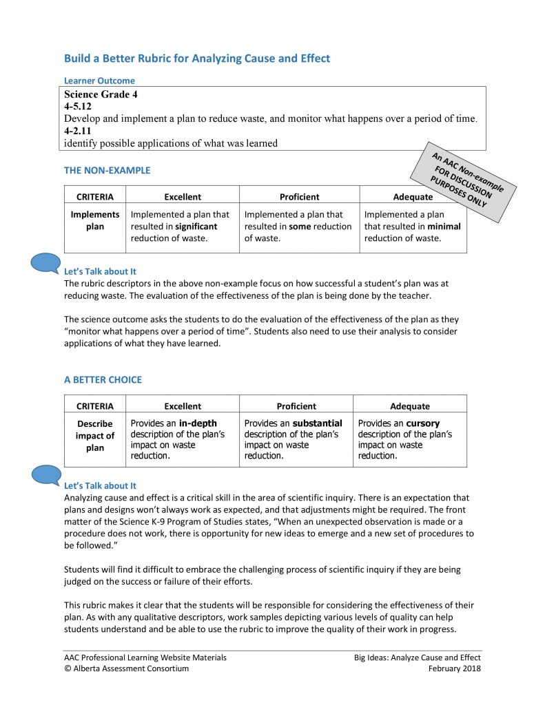 Analyze Cause and Effect - Alberta Assessment Consortium